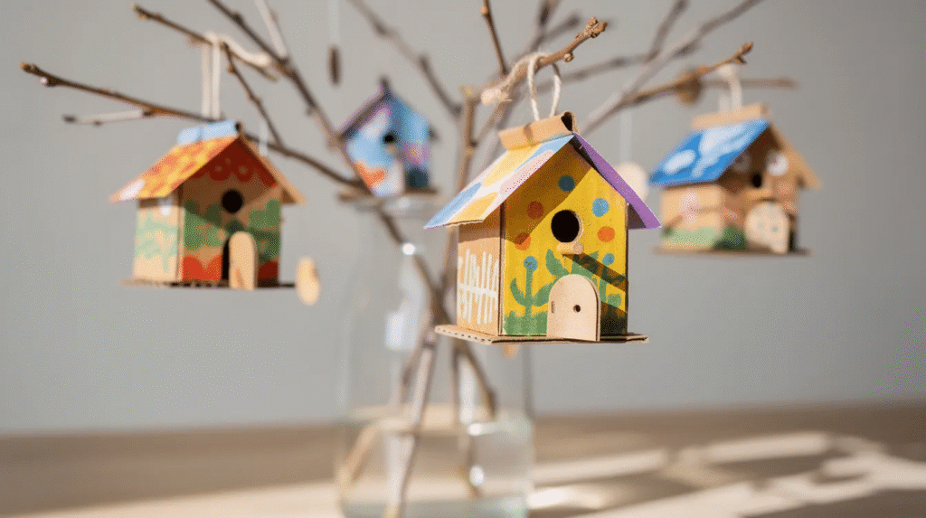 Toilet Paper Roll Birdhouse Craft: Easy Upcycled Birdhouse Ornaments ...